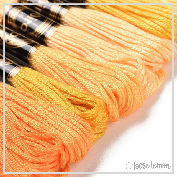 Embroidery Thread Set | 12 Pieces (Yellow/Orange) - Loose Lemon Crafts