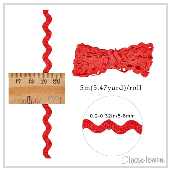 Ric Rac Ribbon (5m) | Hot Pink - Loose Lemon Crafts