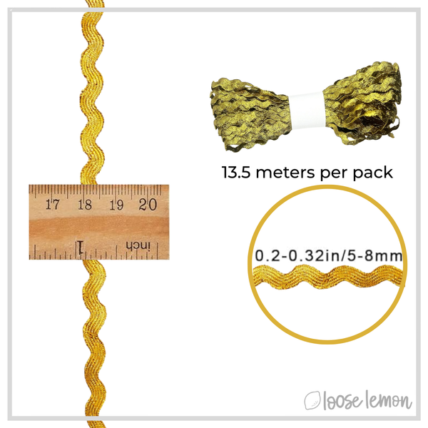 Ric Rac Ribbon (13m) | Metallic Silver - Loose Lemon Crafts