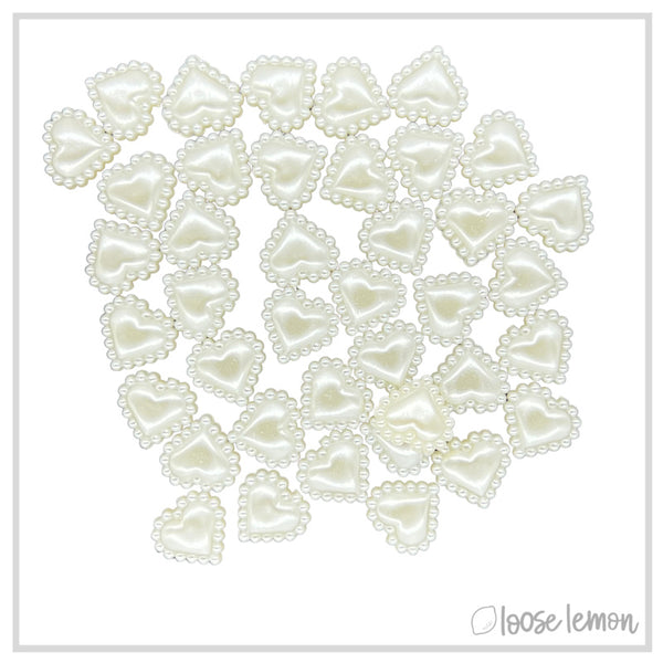 Studded Hearts | Ivory 10Mm - Loose Lemon Crafts