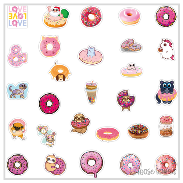 50 Sticker Set | Donuts - Loose Lemon Crafts