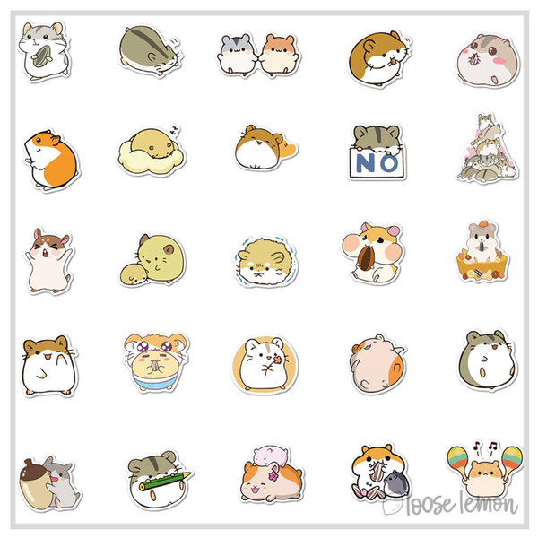 50 Sticker Set | Hamsters - Loose Lemon Crafts